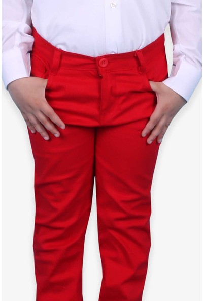 Terry Erkek Çocuk Gabardin Pantolon Kırmızı (5-14 Yaş)