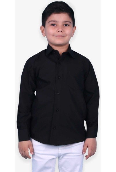 Ebru Erkek Çocuk Gömlek Basic Siyah (6-12 Yaş)