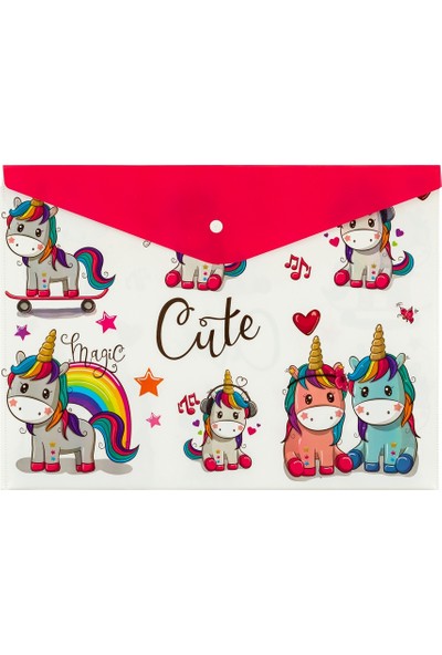 Bigpoint Çıtçıtlı Dosya A4 Unicorn Desenli