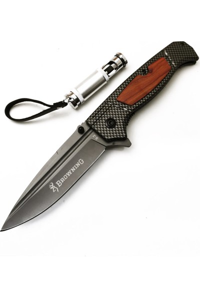Alsepeteavm 23 cm Ahşap Kabzalı Otomatik Browning Serisi Kamp Çakısı