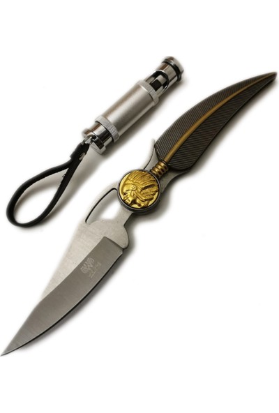 Alsepeteavm 21 cm Komple Çelik Welder Serisi Kızılderili Tüy Kamp Çakısı