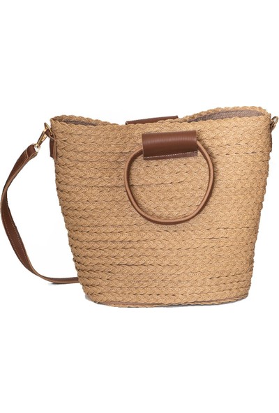 kavshak Kadın Taba Hasır Omuz Çantası kavshak Kadın Taba Hasır Omuz Çantası