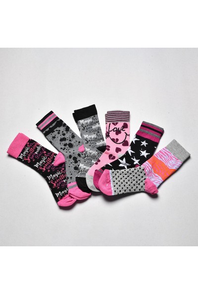 Lateks 12'li Karışık Desenli Kız Çocuk Soket Çorabı - Karışık
