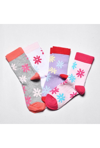 Lateks 12'li Çiçek Desenli Kız Çocuk Soket Çorabı - Karışık Lateks 12'li Çiçek Desenli Kız Çocuk Soket Çorabı - Karışık