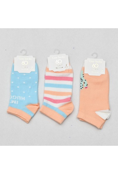 Lateks 12'li Karışık Desenli Kız Çocuk Patik Çorabı - Karışık