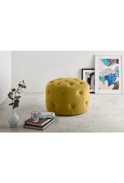 Alda Gelsin 70 cm Kapitoneli Yuvarlak Puf