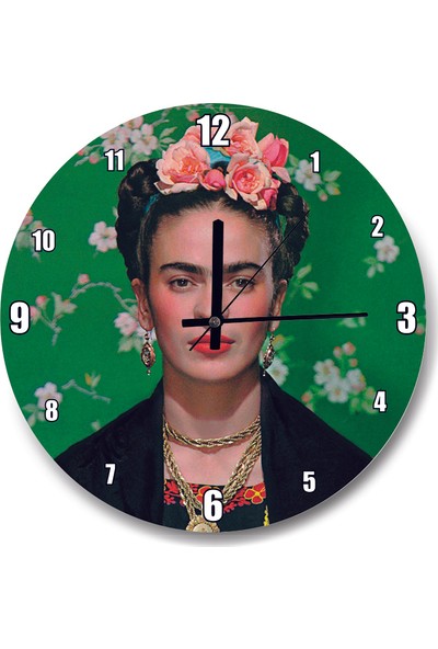 Cakatablo Frida Kahlo Yeşil Zeminde Duvar Saati Cakatablo Frida Kahlo Yeşil Zeminde Duvar Saati