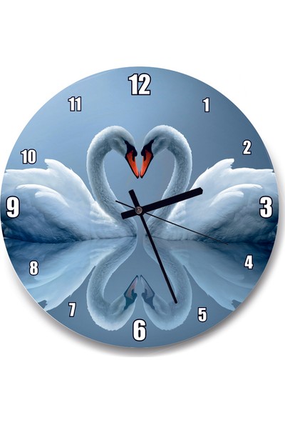 Cakatablo Gölde Kuğu Çifti Duvar Saati