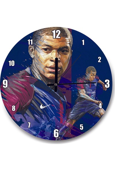 Cakatablo Kylian Mbappe Çizim Duvar Saati Cakatablo Kylian Mbappe Çizim Duvar Saati