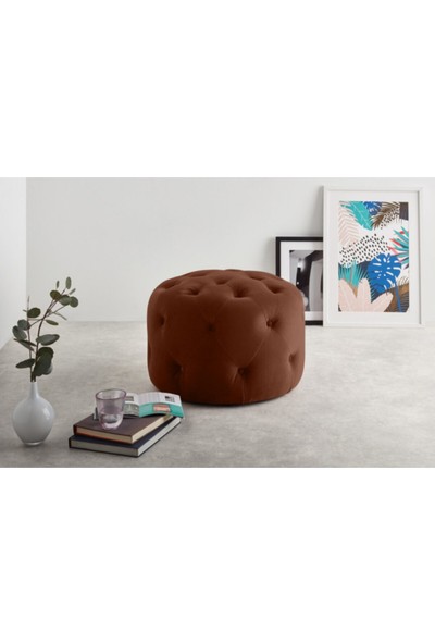 Alda Gelsin 50 cm Kapitoneli Yuvarlak Puf