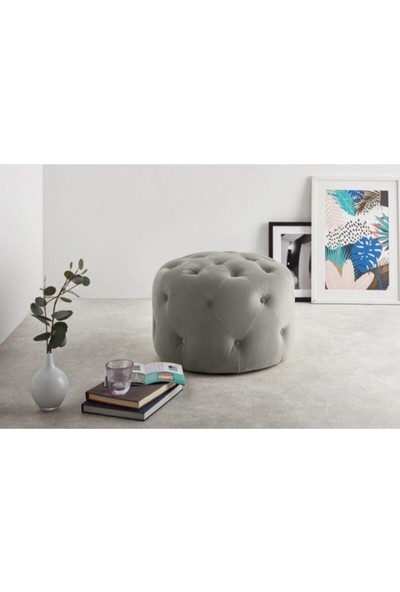 Alda Gelsin 50 cm Kapitoneli Yuvarlak Puf