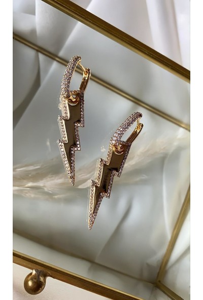 Lavinia Jewelry Altın Kaplama Şimşek Küpe