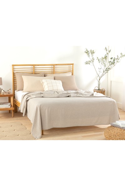 English Home Trios Ipliği Boyalı Çift Kişilik Pike 200X220 Cappuccino