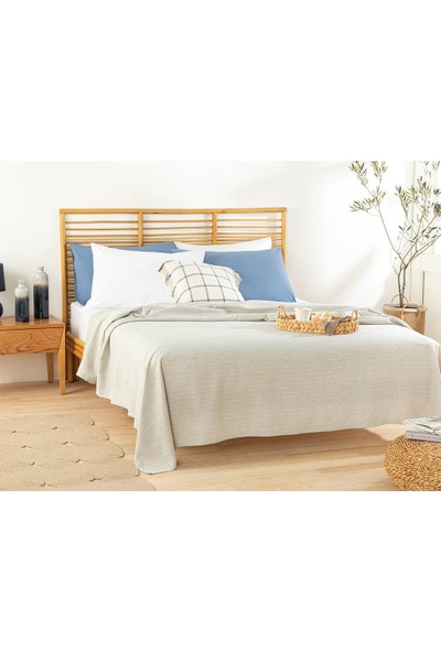 English Home Trios Ipliği Boyalı Çift Kişilik Pike 200X220 Gri