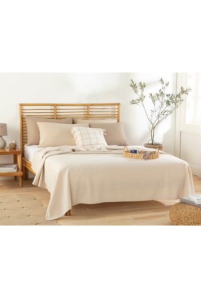 English Home Trios Ipliği Boyalı Tek Kişilik Pike 150X220 Bej