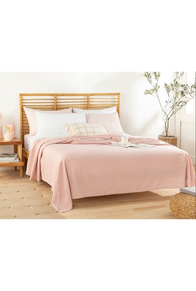 English Home Trios Ipliği Boyalı Çift Kişilik Pike 200X220 Pembe