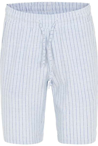 River Club Erkek Buz Mavisi (Mavi Çizgili) Keten Şort - Kapri & Bermuda River Club Erkek Buz Mavisi (Mavi Çizgili) Keten Şort - Kapri & Bermuda
