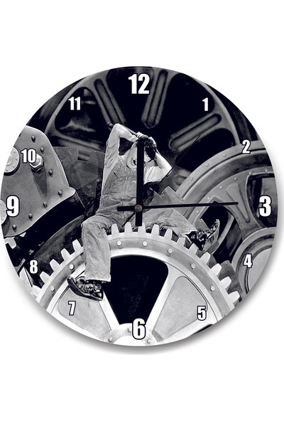 Cakatablo Charlie Chaplin Işçi Çarklar Modern Zamanlar Duvar Saati