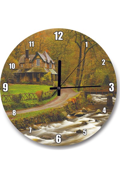 Cakatablo Dere Ev Yol Doğa Duvar Saati