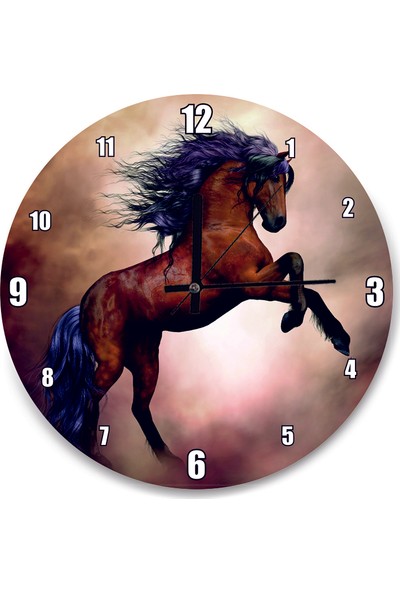 Cakatablo Şaha Kalkmış Kahverengi At Duvar Saati