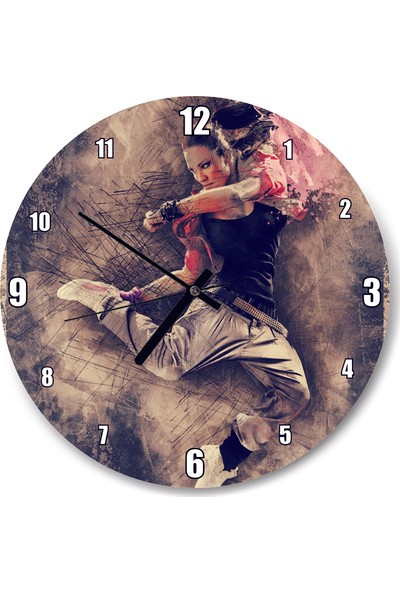 Cakatablo Uzakdoğulu Dövüşçü Kadın Duvar Saati