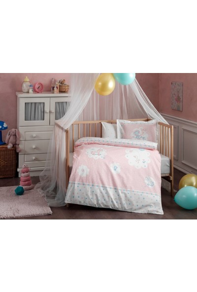 Taç - Fairy Pembe Pamuklu Bebek Nevresim Takımı