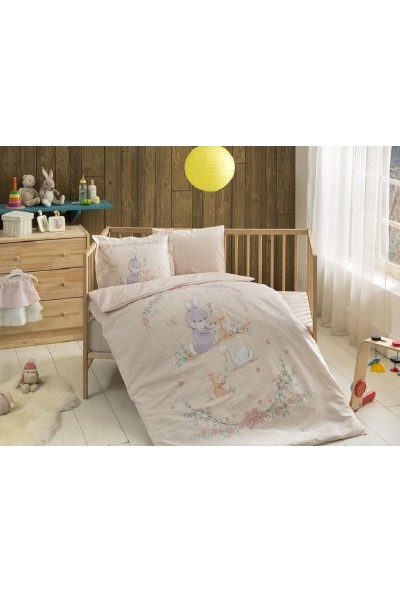 Taç - Happy Bunny Somon Organik Pamuklu Bebek Nevresim Takımı