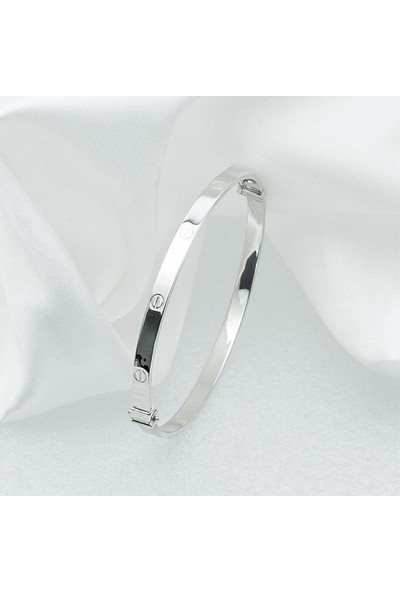 Bilezikci Beyaz 14 Ayar Altın Kelepçe Bilezik