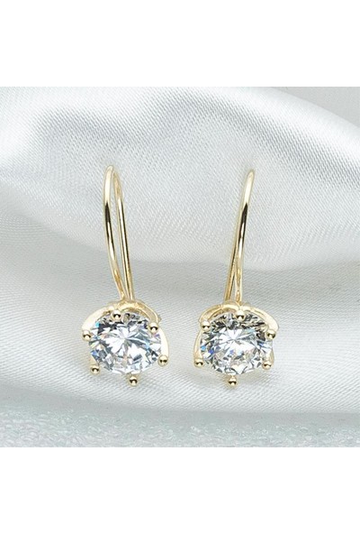 Bilezikci Tektaşlı 14 Ayar Sarkaç Altın Küpe