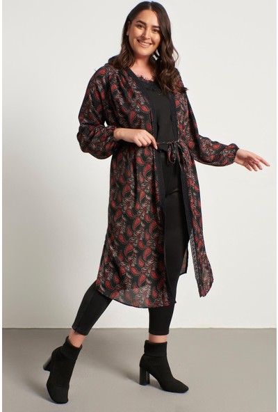 Myline Dantel Şerit Detay Uzun Kimono Myline Dantel Şerit Detay Uzun Kimono