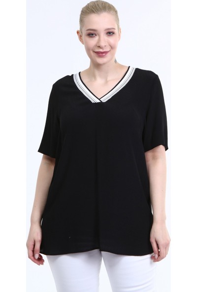 Myline V Yaka Ribanalı Bluz Myline V Yaka Ribanalı Bluz