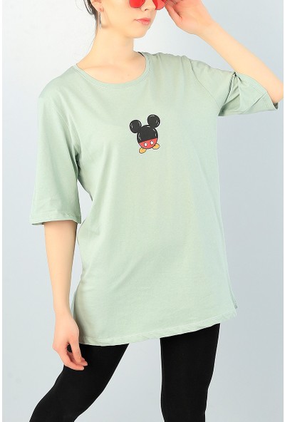 Bebikom Miki Style Oversize Bol Model Baskılı T-Shirt