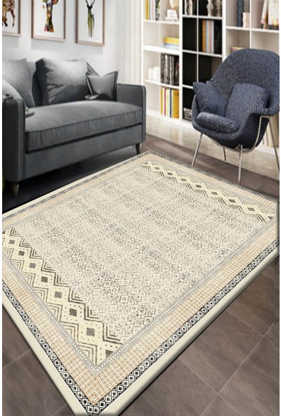 Osso Kahve Gri Otantik Etnik Kilim Desenli Lastikli Halı Örtüsü Halı Kılıfı