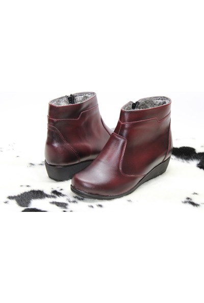 Mary Jane İçi Yünlü Klasik Fermuarlı Dolgu Taban Bot