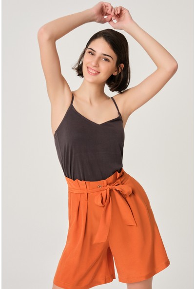 Dagi Tarçın Cupro Beli Bağlamalı Şort Dagi Tarçın Cupro Beli Bağlamalı Şort