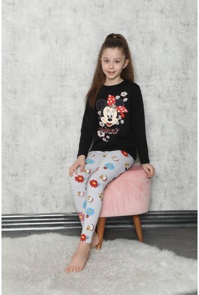 Harika Kids Kız Çocuk Siyah Mickey Desenli Taytlı Takım
