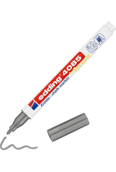 Edding 4085 Kara Tahta ve Cam Için Likit Sıvı Tebeşir Kalemi Gümüş