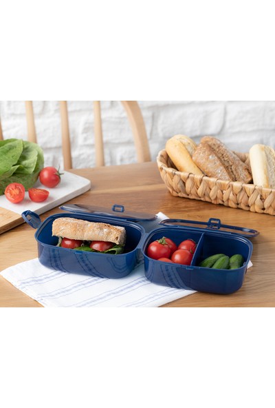 English Home Trendy Plastik 3 Bölmeli Lunch Box 15X10 cm Lacivert English Home Trendy Plastik 3 Bölmeli Lunch Box 15X10 cm Lacivert