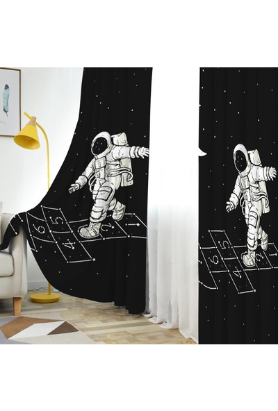 Jungle Halı Jungle Perde Kampçı Uzayda Astronot Çocuk Odası Fon Perde