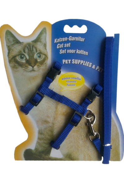 Markapet Kedi Göğüs Bel Tasma Takımı Medium Mavi 20*32-120 cm Markapet Kedi Göğüs Bel Tasma Takımı Medium Mavi 20*32-120 cm