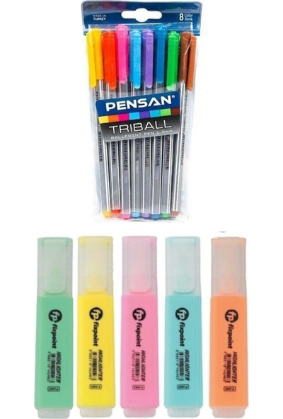 Triball Tükenmez Kalem 8 Renk + Fixpoint 5 Renk Pastel Fosforlu Kalem Triball Tükenmez Kalem 8 Renk + Fixpoint 5 Renk Pastel Fosforlu Kalem