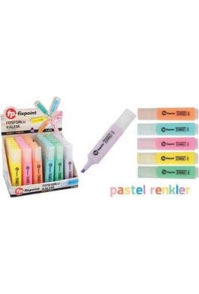 Fixpoint Fosforlu Kalem Pastel Renkler 36 Adet Standlı Fixpoint Fosforlu Kalem Pastel Renkler 36 Adet Standlı