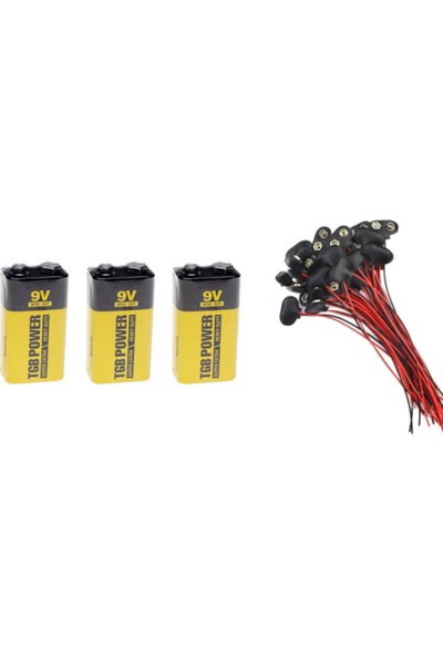 Tgb 9W Pil Yatağı, Pil Başlığı (10 Adet) + 9W Pil (3 Adet) 408