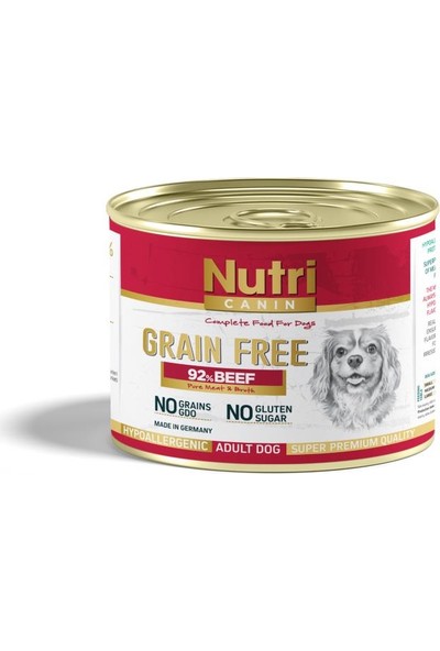 Nutri Canin Tahılsız %92 Biftekli Köpek Konservesi 200 gr Nutri Canin Tahılsız %92 Biftekli Köpek Konservesi 200 gr