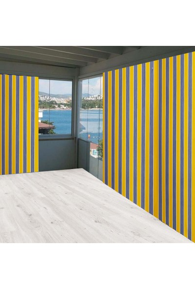 Ceylan Home Balkon Perdesi Brandası Sarı Gri Çizgili 800X250 cm Ceylan Home Balkon Perdesi Brandası Sarı Gri Çizgili 800X250 cm