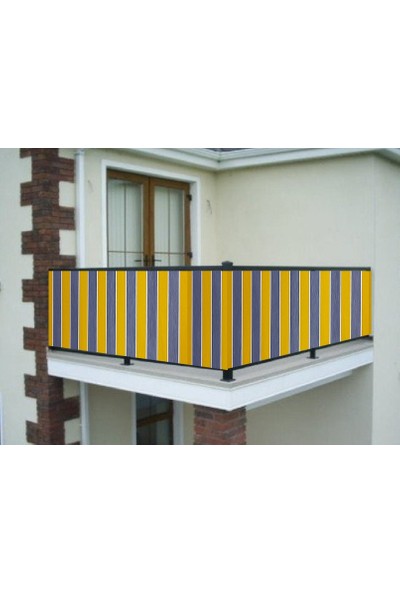 Ceylan Home Balkon Demiri Perdesi Kuş Gözü Metal Halka Sarı Gri Çizgili 450X80 cm Ceylan Home Balkon Demiri Perdesi Kuş Gözü Metal Halka Sarı Gri Çizgili 450X80 cm