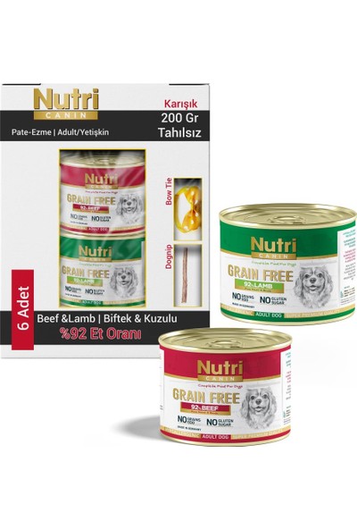 Nutri Canin Tahılsız Karışık Köpek Konservesi 6X200 gr Nutri Canin Tahılsız Karışık Köpek Konservesi 6X200 gr