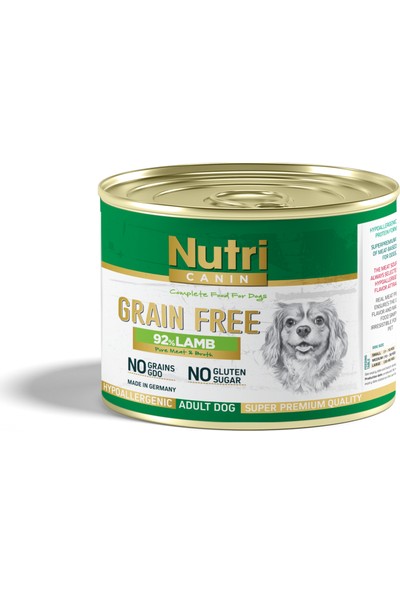 Nutri Canin Tahılsız %92 Kuzu Etli Köpek Konservesi 200 gr Nutri Canin Tahılsız %92 Kuzu Etli Köpek Konservesi 200 gr