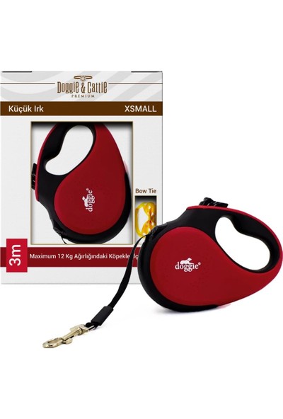 Doggie Soft Kırmızı Xs Otomatik Küçük Irk Köpek Uzatma Tasması