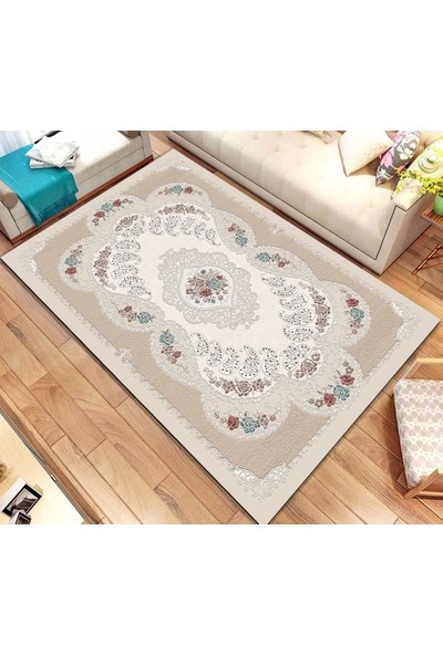 Üntaş 6 Metrekare 200X300 Lastikli Kaymaz Sünger Tabanlı Halı Örtüsü Üntşhö8 Sütlü Kahve